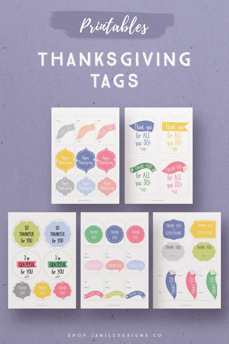Cheerful Thanksgiving Gift Tags