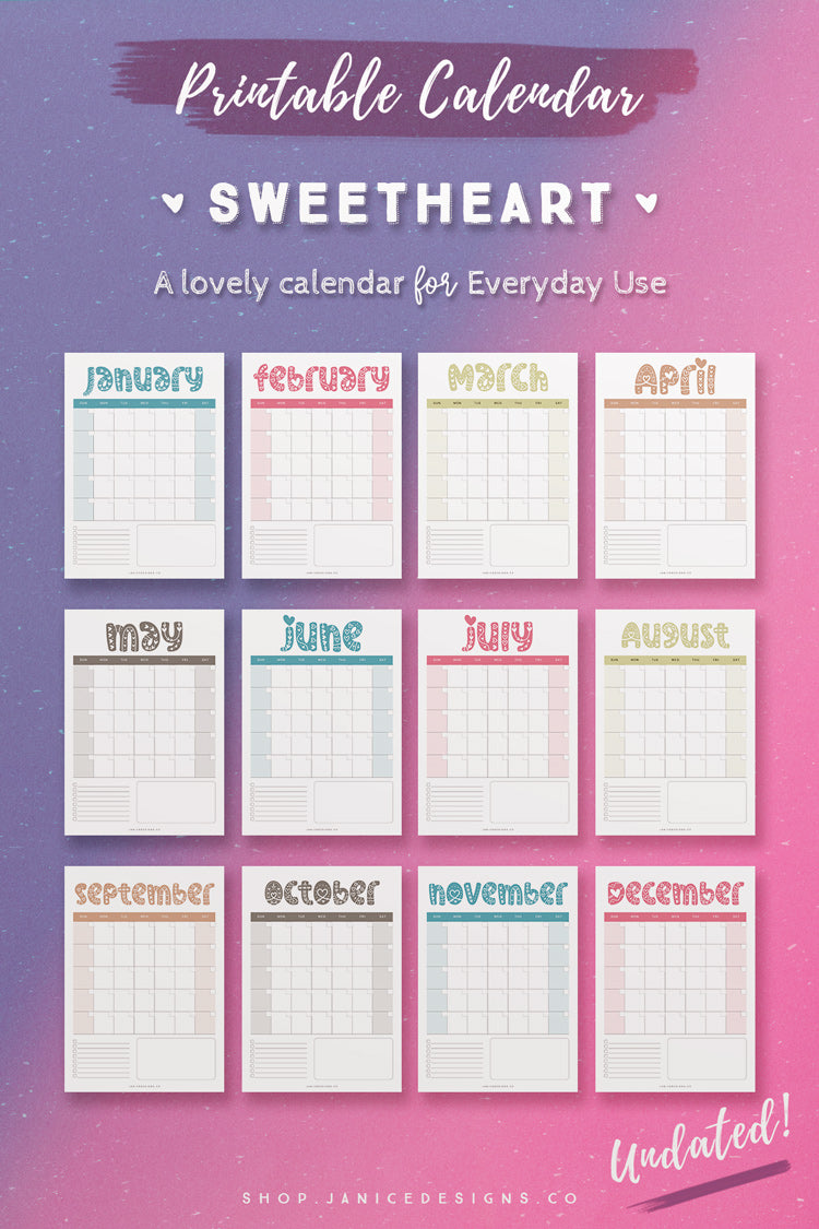 Undated Calendar: Sweetheart*